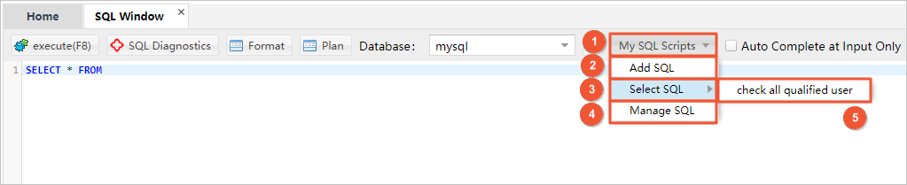 Manage custom SQL commands - - Alibaba Cloud Documentation Center
